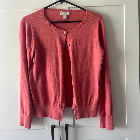 LOFT | Sweaters | Loft Peach Cardigan With Crystal Button Detailing ...